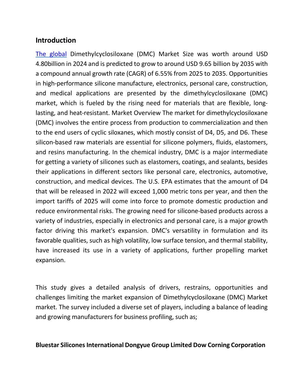 PPT - Dimethylcyclosiloxane (DMC) Market Trends, Applications ...