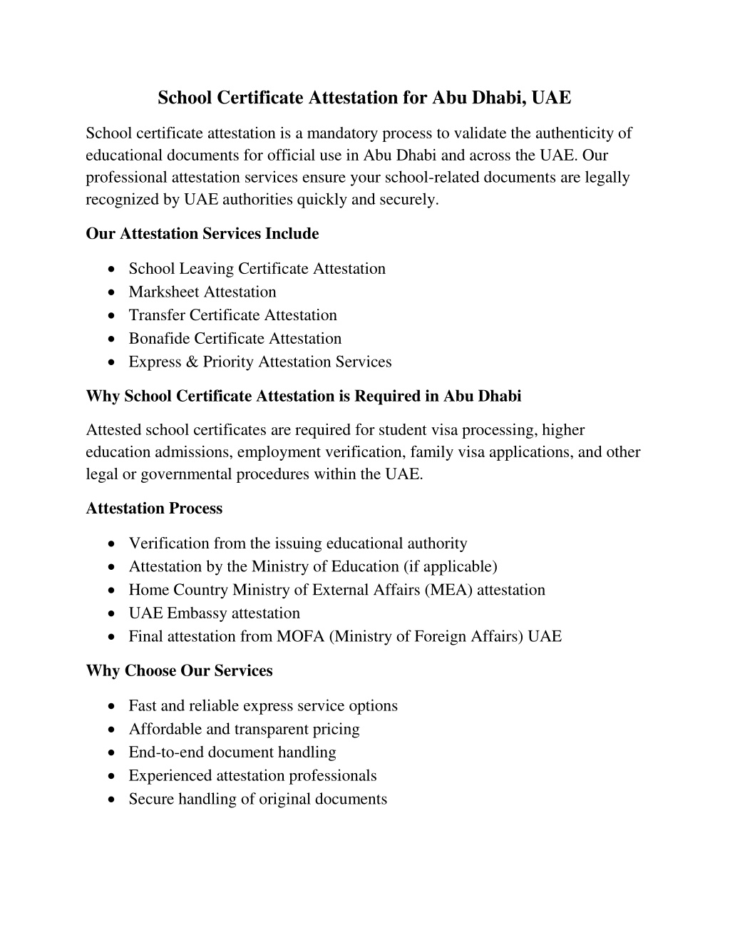 PPT - School Certificate Attestation Abu Dhabi, UAE | Marksheet ...