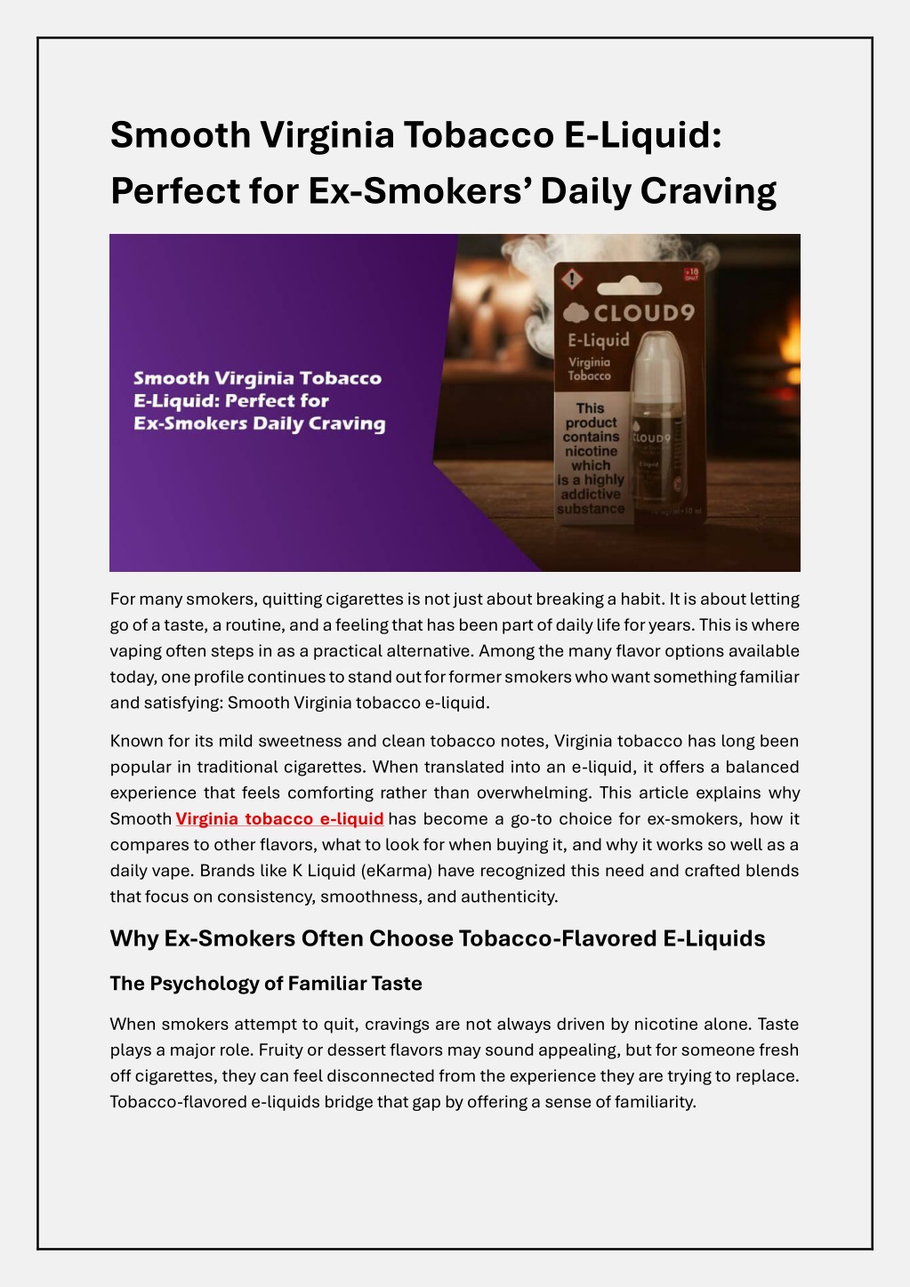 PPT - Virginia Tobacco E-Liquid with a Smooth Finish for Ex-Smokers ...
