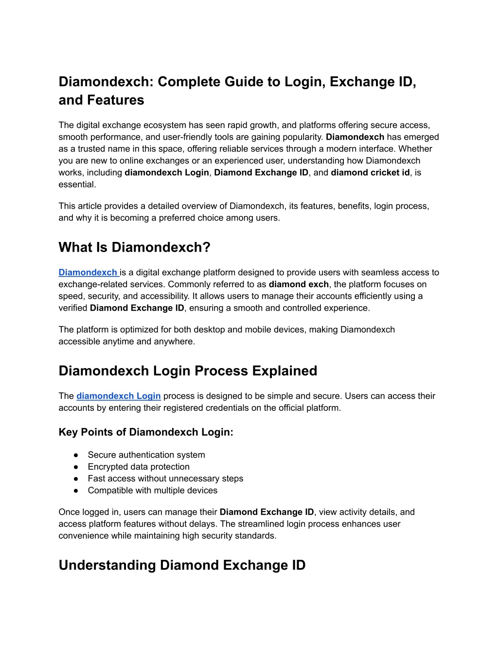 PPT - Diamondexch Complete Guide to Login, Exchange ID, and Features ...