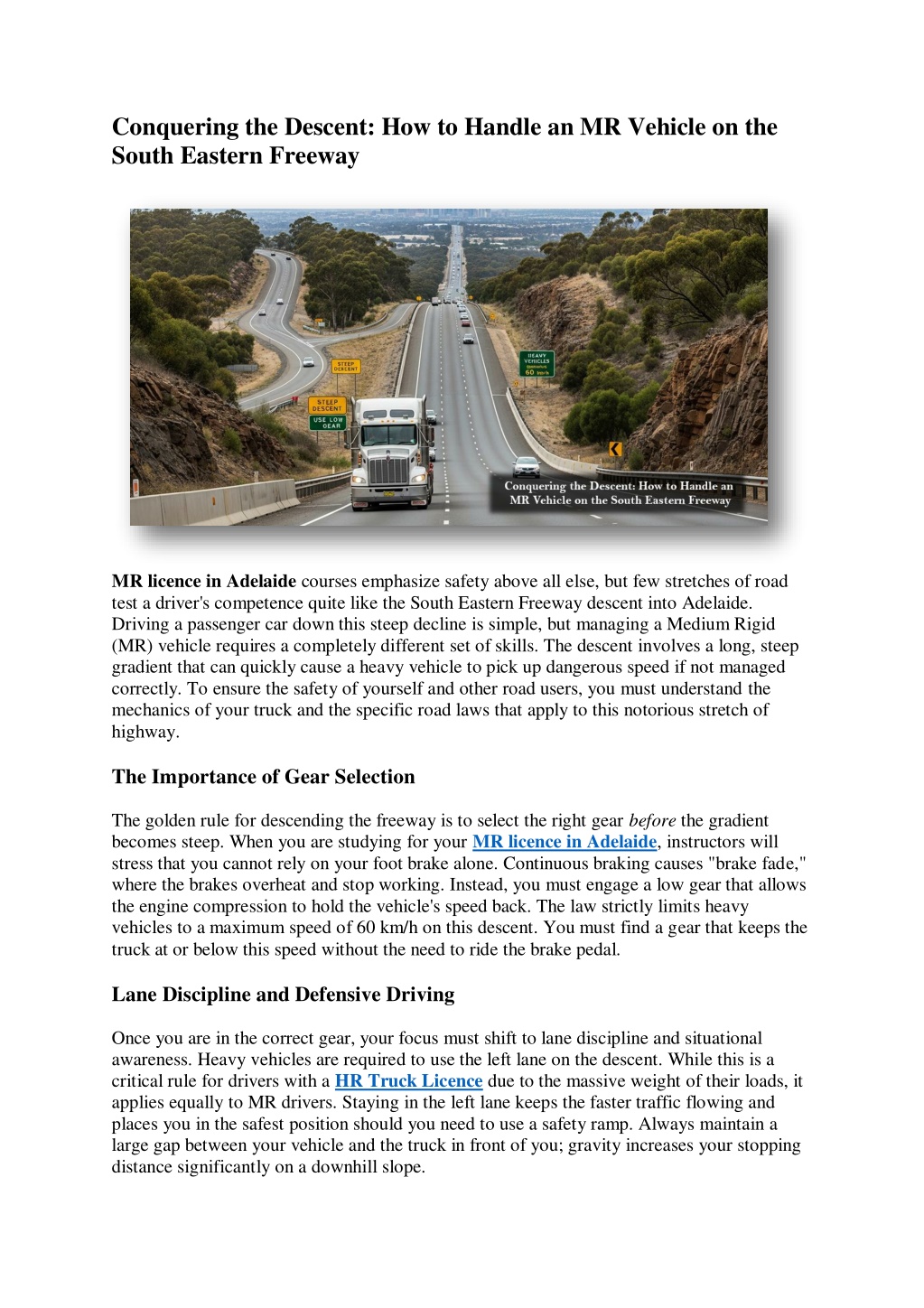 PPT - Conquering the Descent How to Handle an MR Vehicle on the South ...