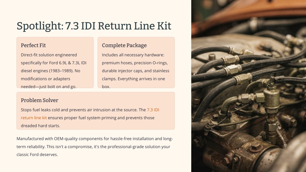 PPT - Maintaining Your Classic Ford Diesel: Injector Return Line ...