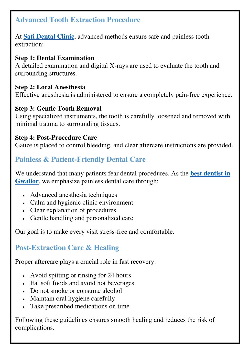 PPT - Best Dentist in Gwalior – Advanced Tooth Extraction at Sati ...