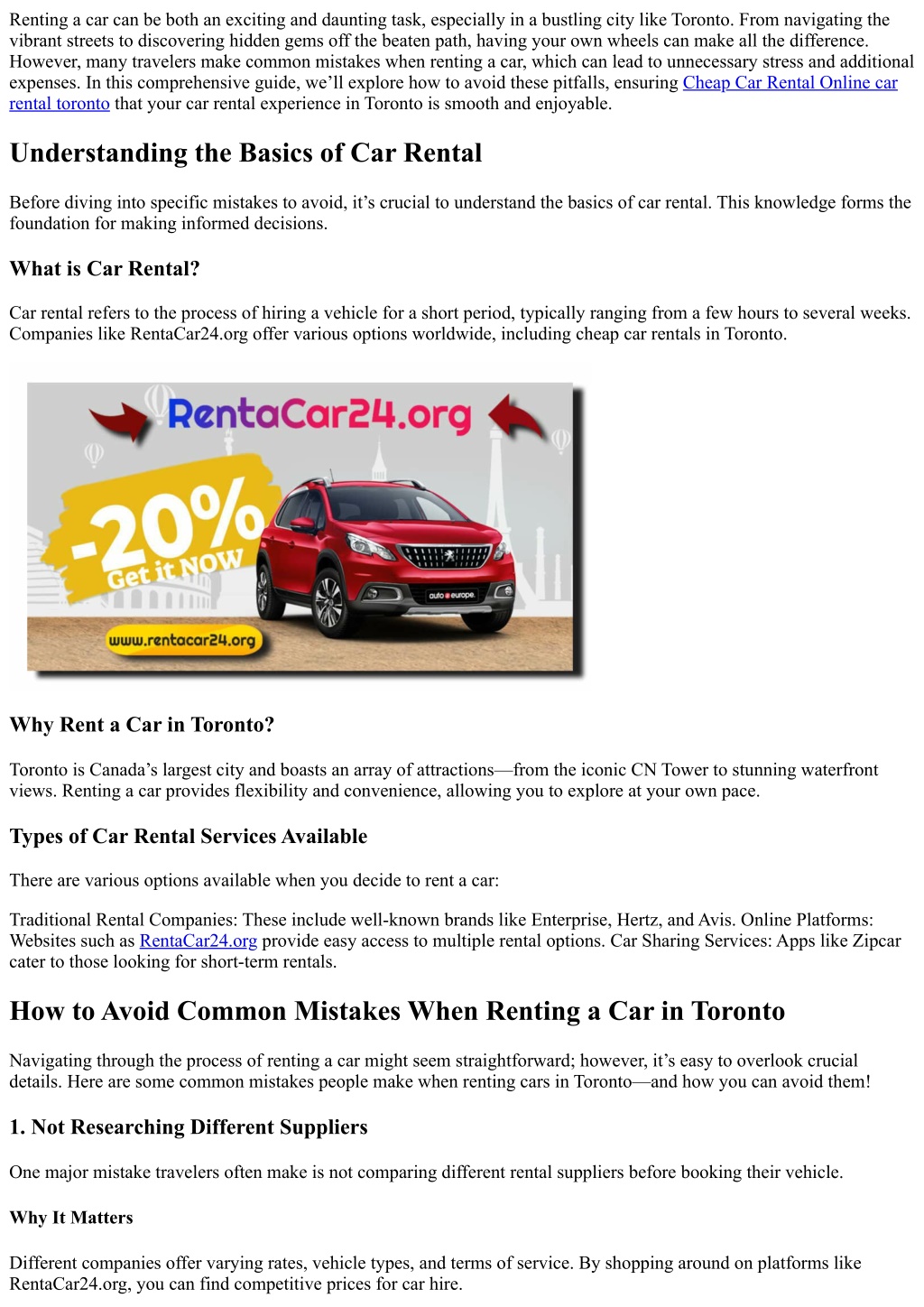 PPT - How to Avoid Common Mistakes When Renting a Car in Toronto ...