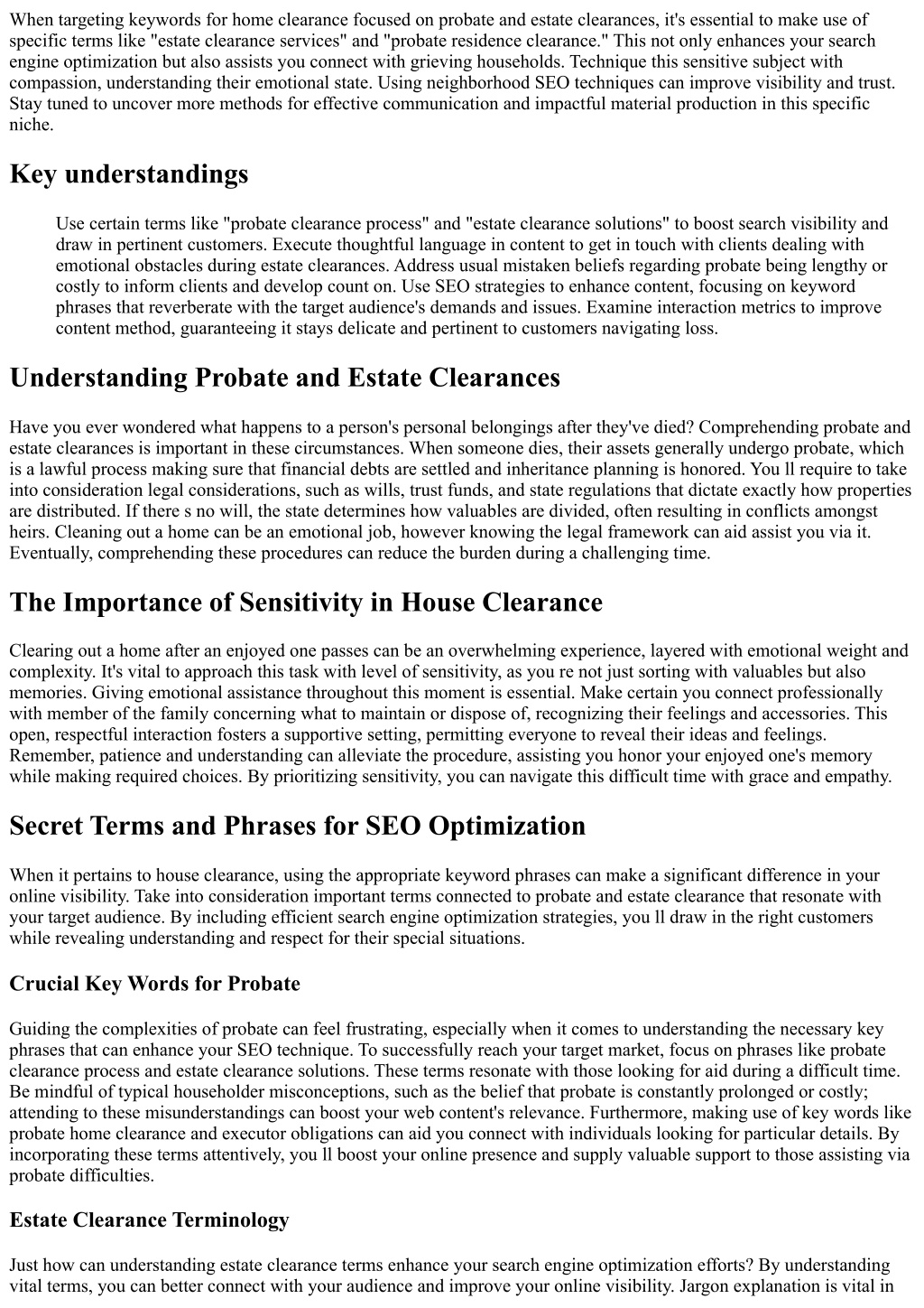PPT - Residence Clearance Keywords: Targeting Probate and Estate ...