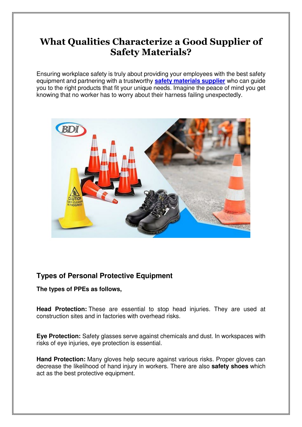 PPT - What Qualities Characterize a Good Supplier of Safety Materials ...