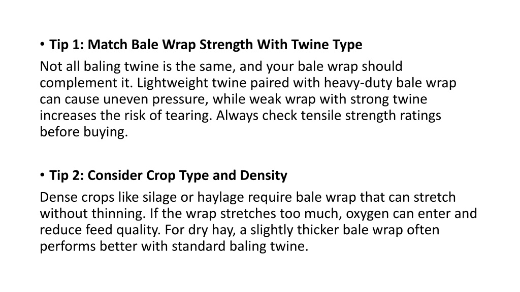 PPT - Practical Tips for Choosing the Right Bale Wrap for Baling Twine ...