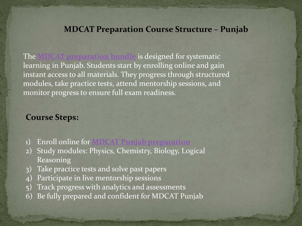 PPT - MDCAT Punjab Complete Online Preparation Tabir Academy PowerPoint ...