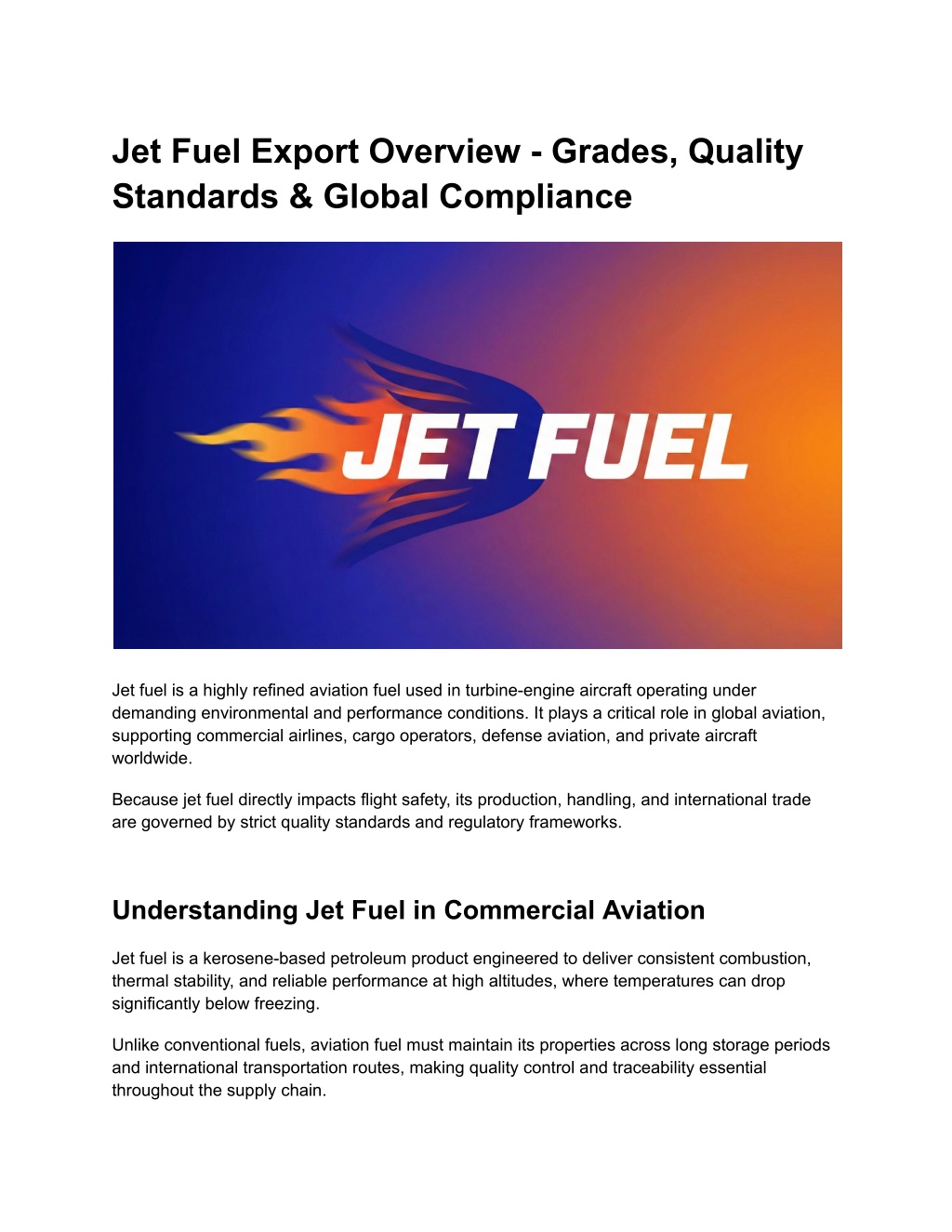 PPT - Jet Fuel for Global Aviation: Grades, Standards & Trade ...