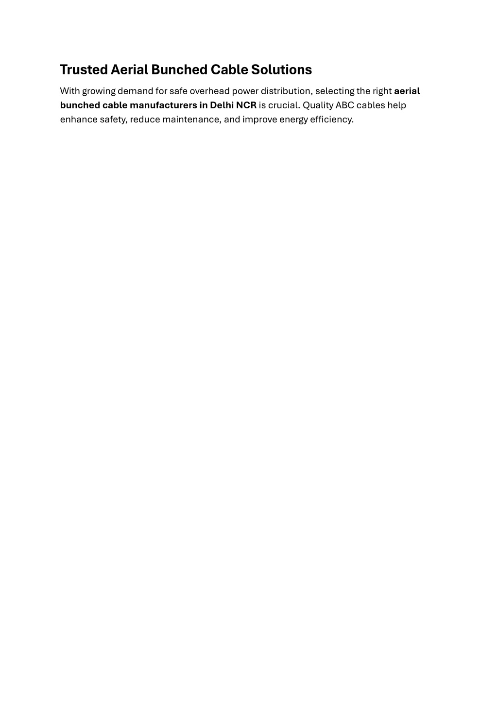 PPT - Aerial Bunched Cable Manufacturers in Delhi NCR PowerPoint ...