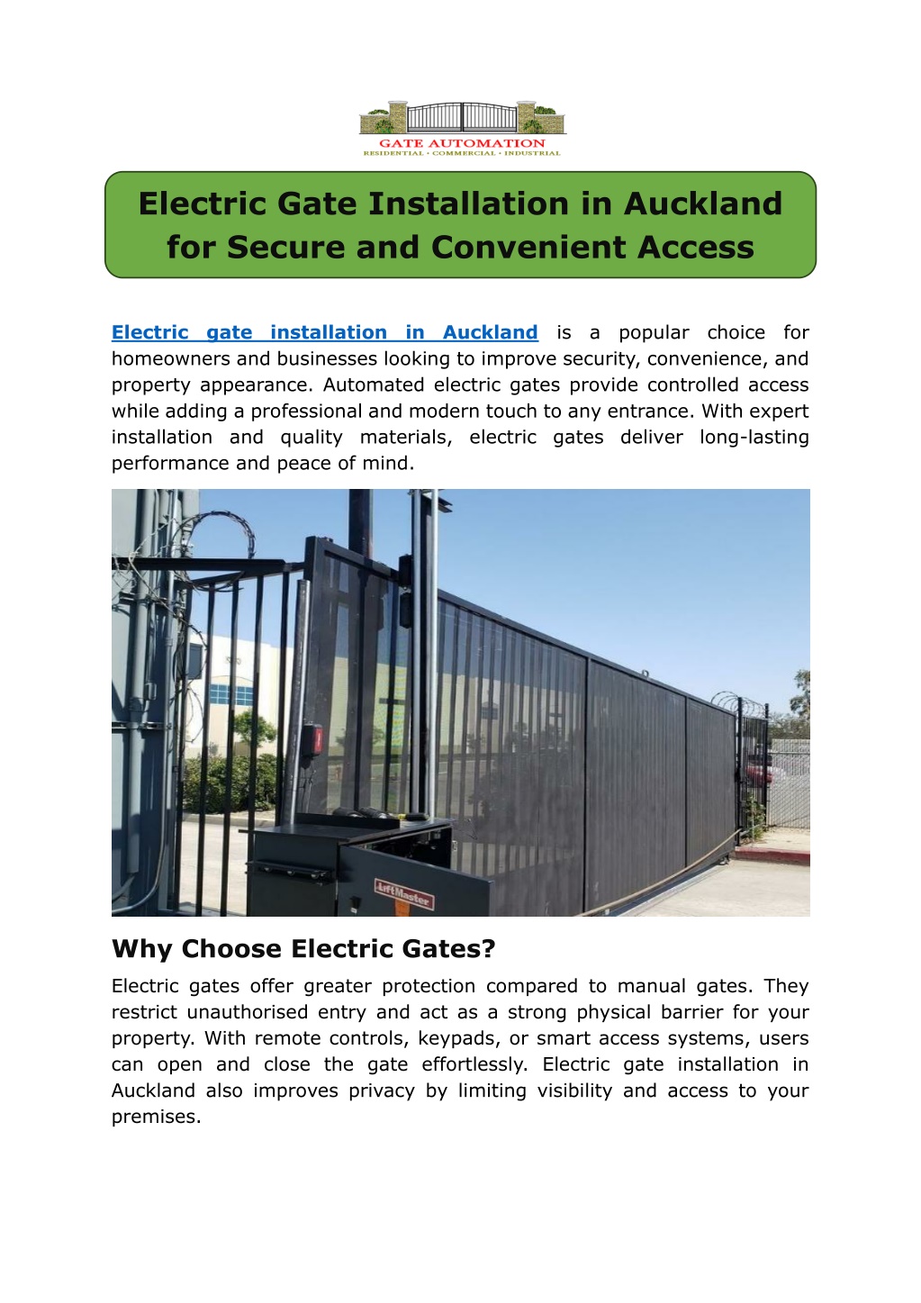 PPT - Electric Gate Installation in Auckland – Smart Security for ...