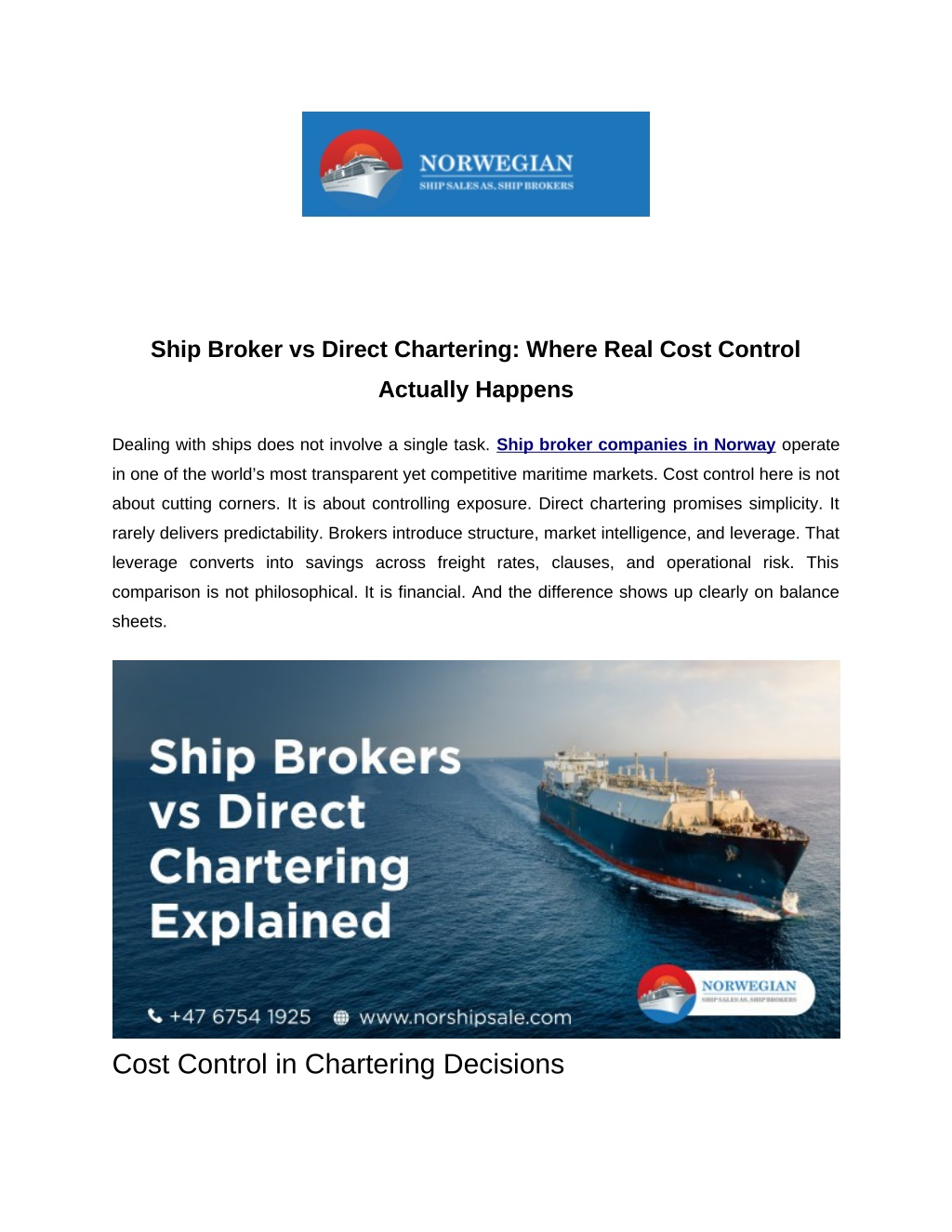 PPT - Ship Broker vs Direct Chartering: Where Real Cost Control ...