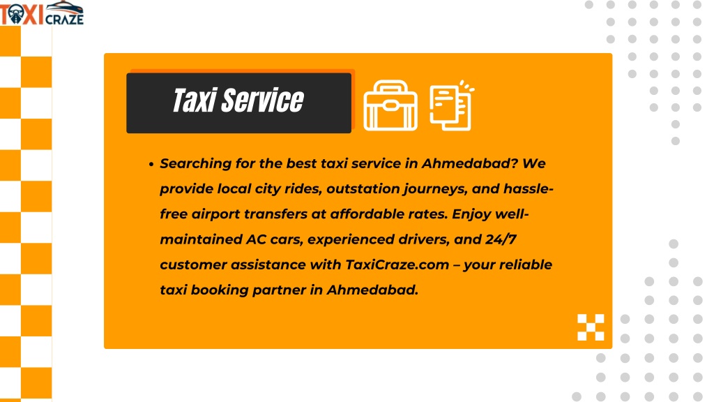 PPT - Reliable Ahmedabad Taxi Services for Safe, Comfortable & Hassle ...