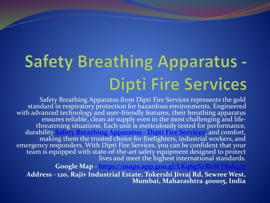PPT - Self Contained Breathing Apparatus Scba - Dipti Fire Services ...