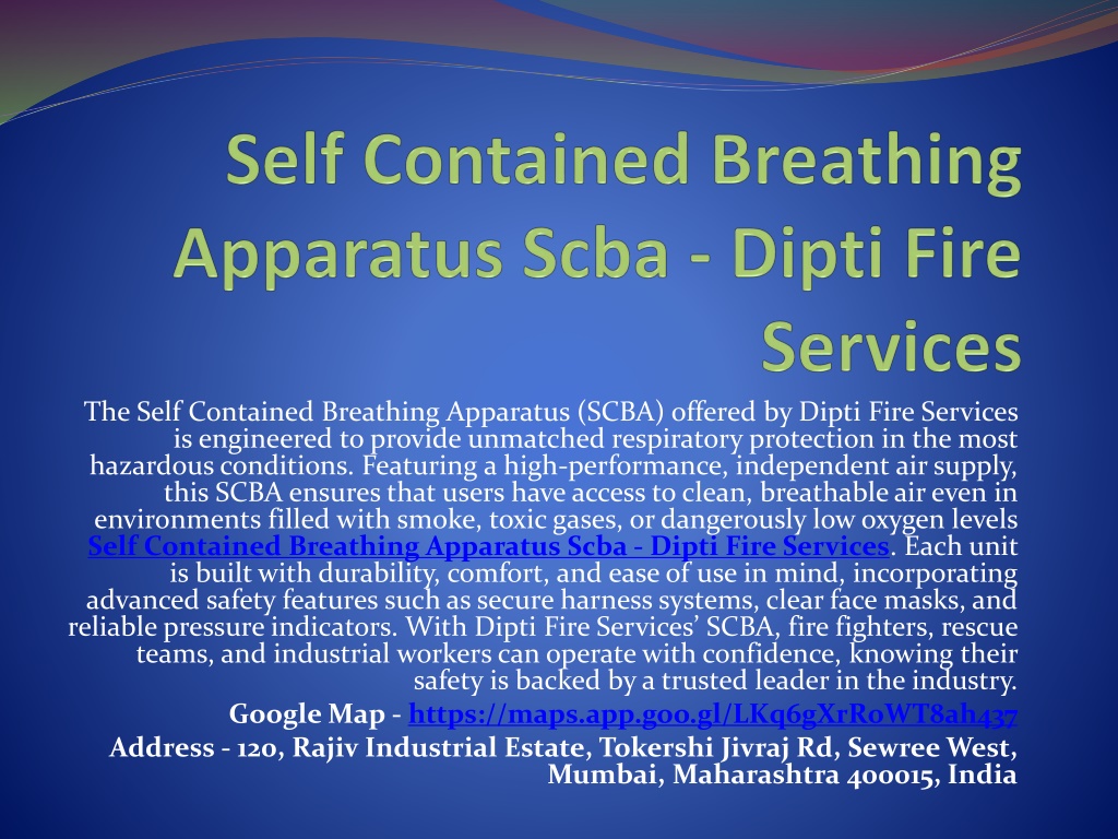 PPT - Self Contained Breathing Apparatus Scba - Dipti Fire Services ...
