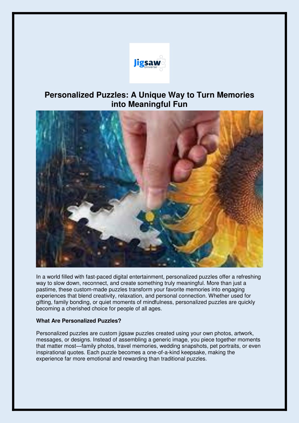PPT - Personalized Puzzles: A Unique Way to Turn Memories into ...