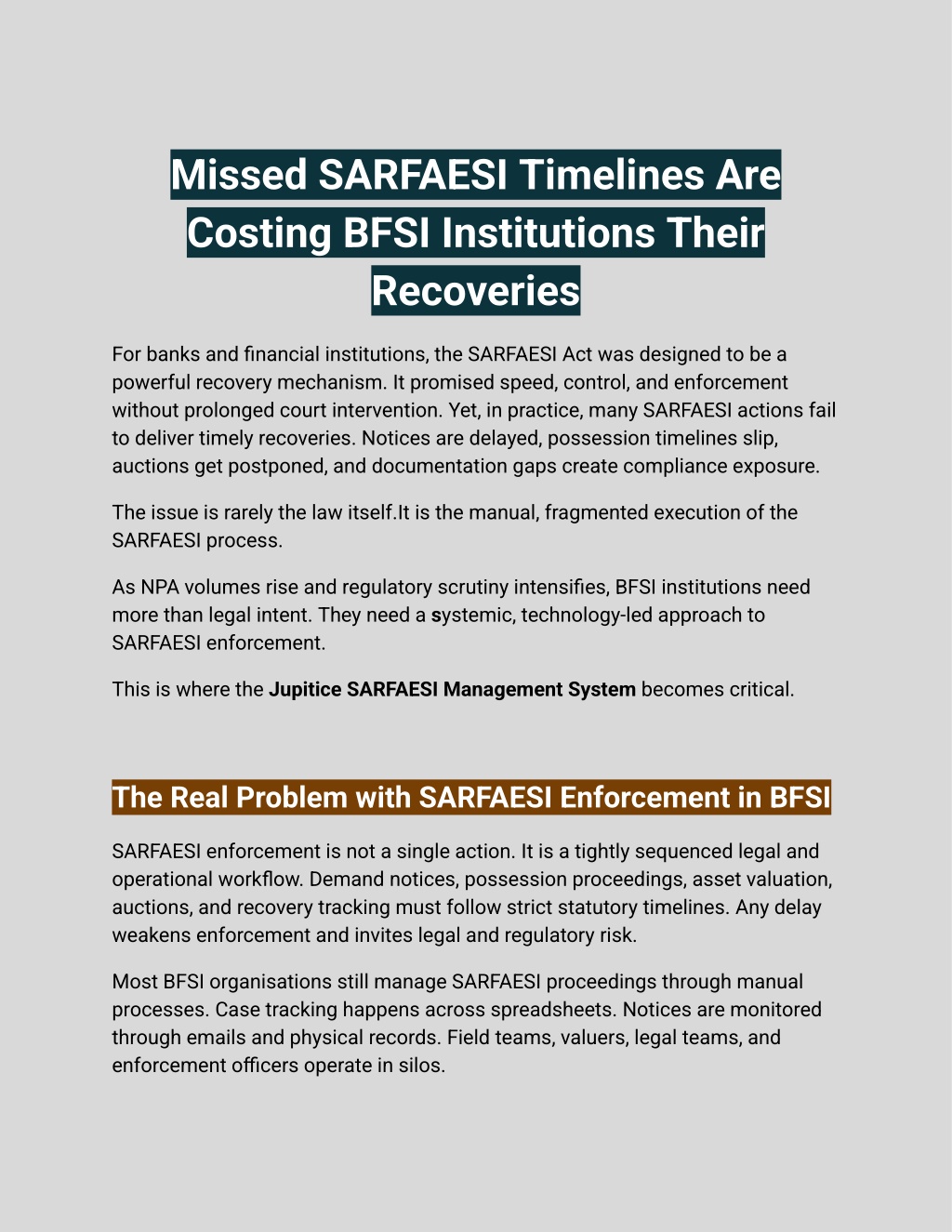 PPT - Missed SARFAESI Timelines Are Costing BFSI Institutions Their ...