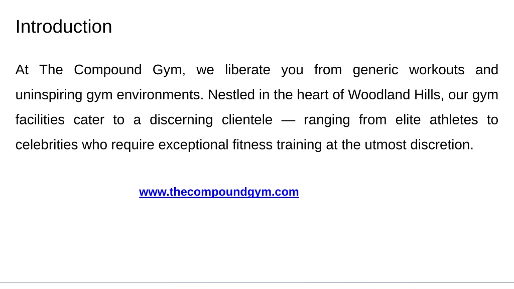 PPT - The Compound Gym Woodland Hills – Private, Elite Fitness ...
