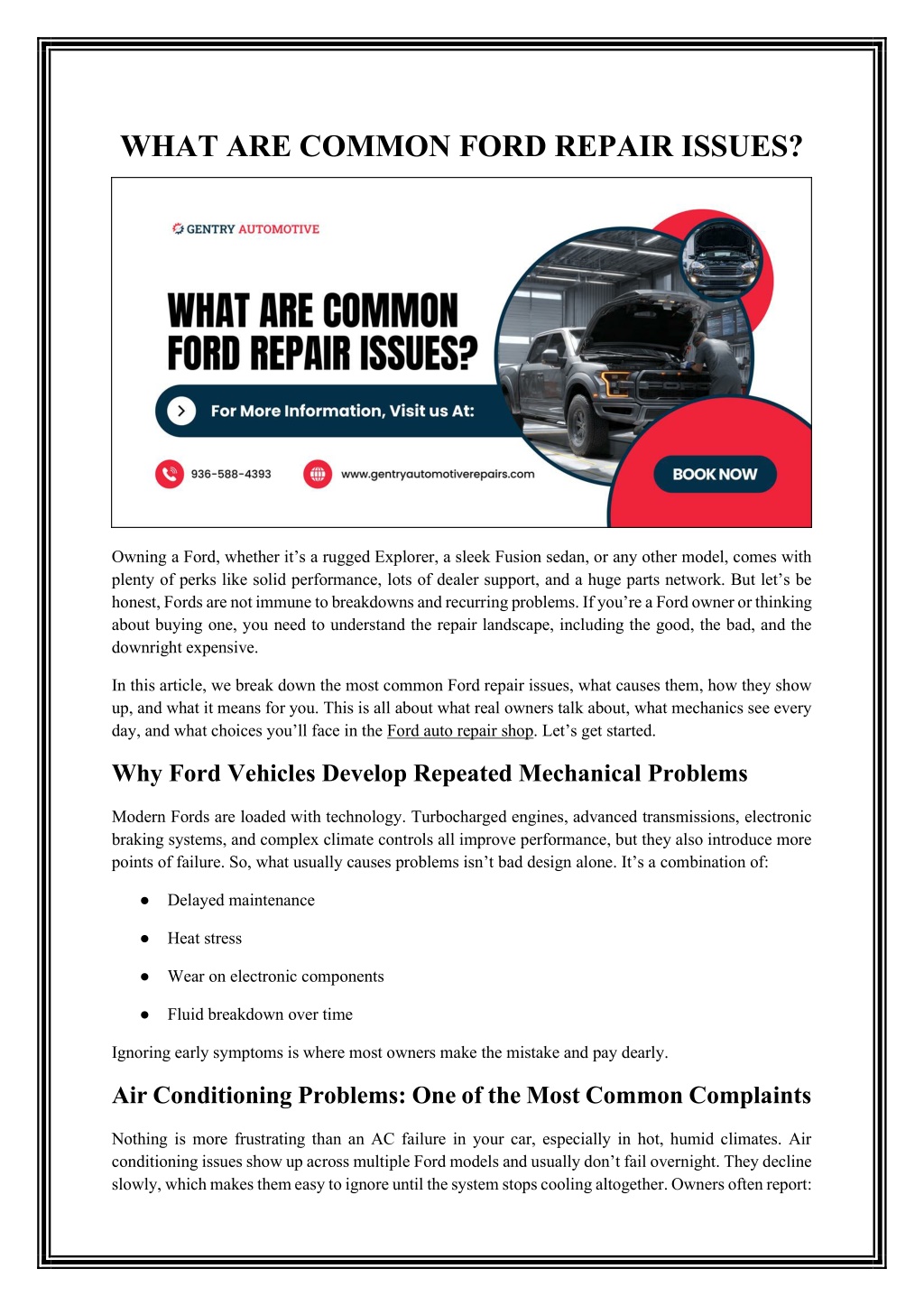 PPT - Most Common Ford Vehicle Problems and How to Fix Them PowerPoint ...