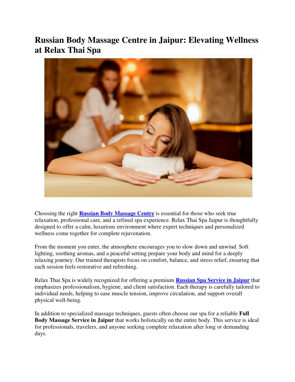 PPT - Russian Body Massage Centre in Jaipur Elevating Wellness at Relax ...