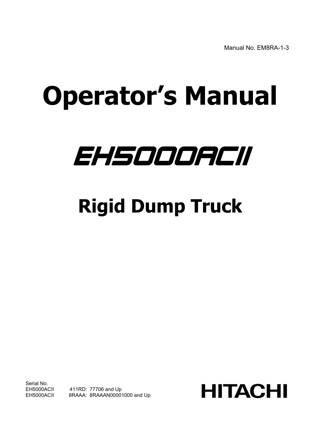 PPT - HITACHI EH5000ACⅡ Rigid Dump Truck Operator Manual Instant ...