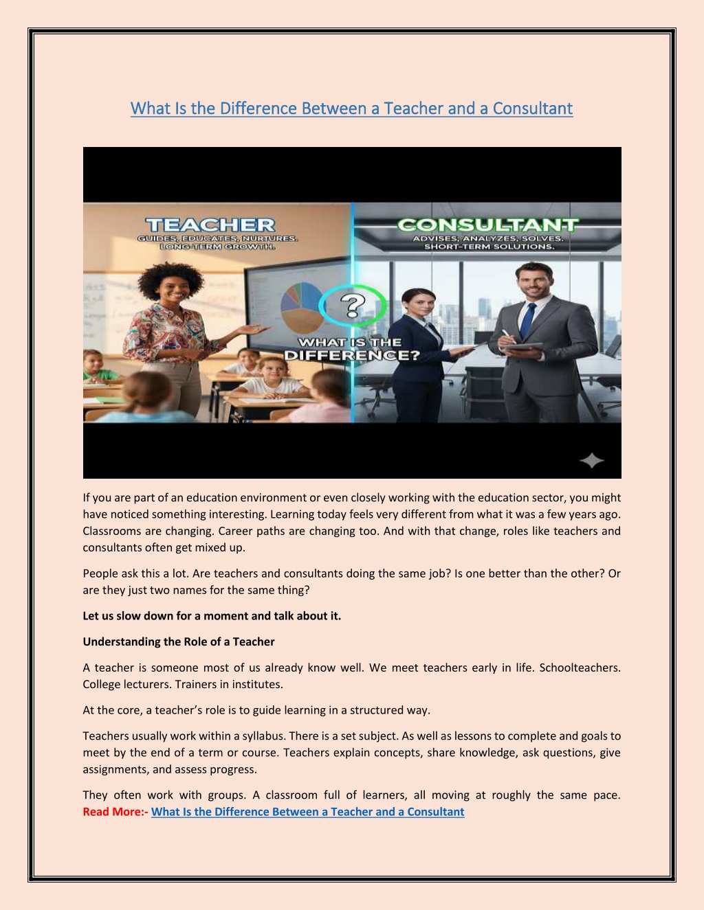 PPT - What Is the Difference Between a Teacher and a Consultant ...