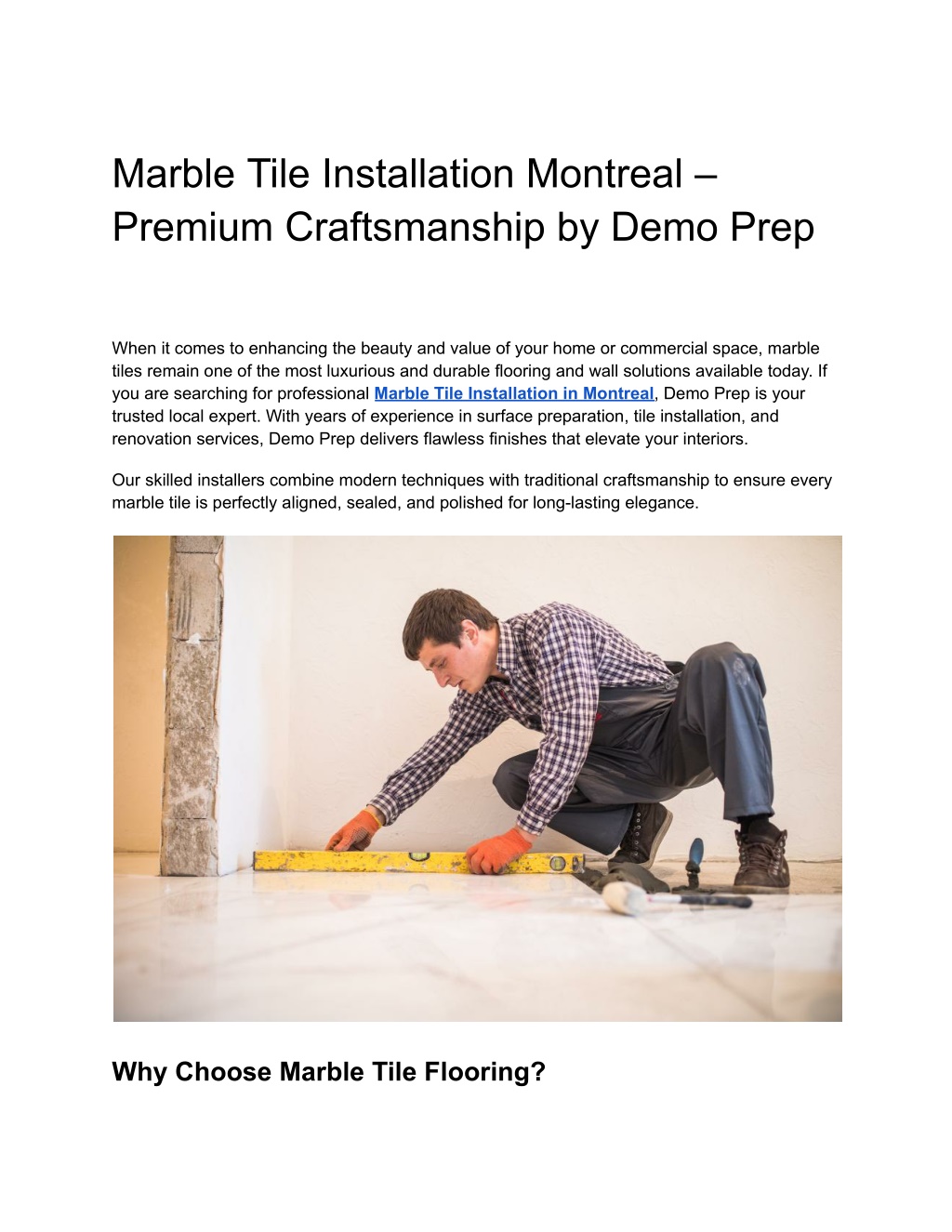 PPT - Marble Tile Installation Montreal – Premium Craftsmanship by Demo ...
