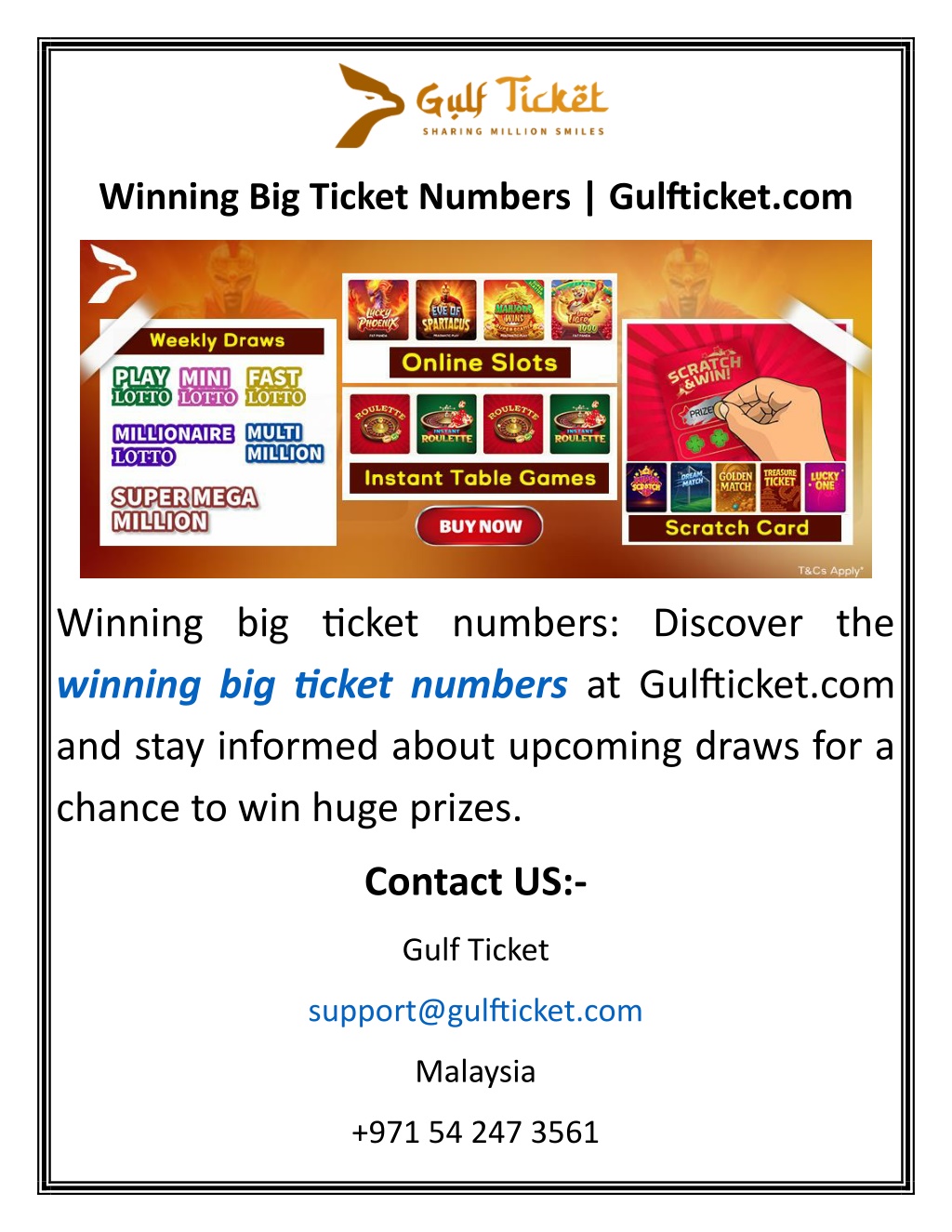 PPT - Winning Big Ticket Numbers Gulfticket PowerPoint Presentation ...