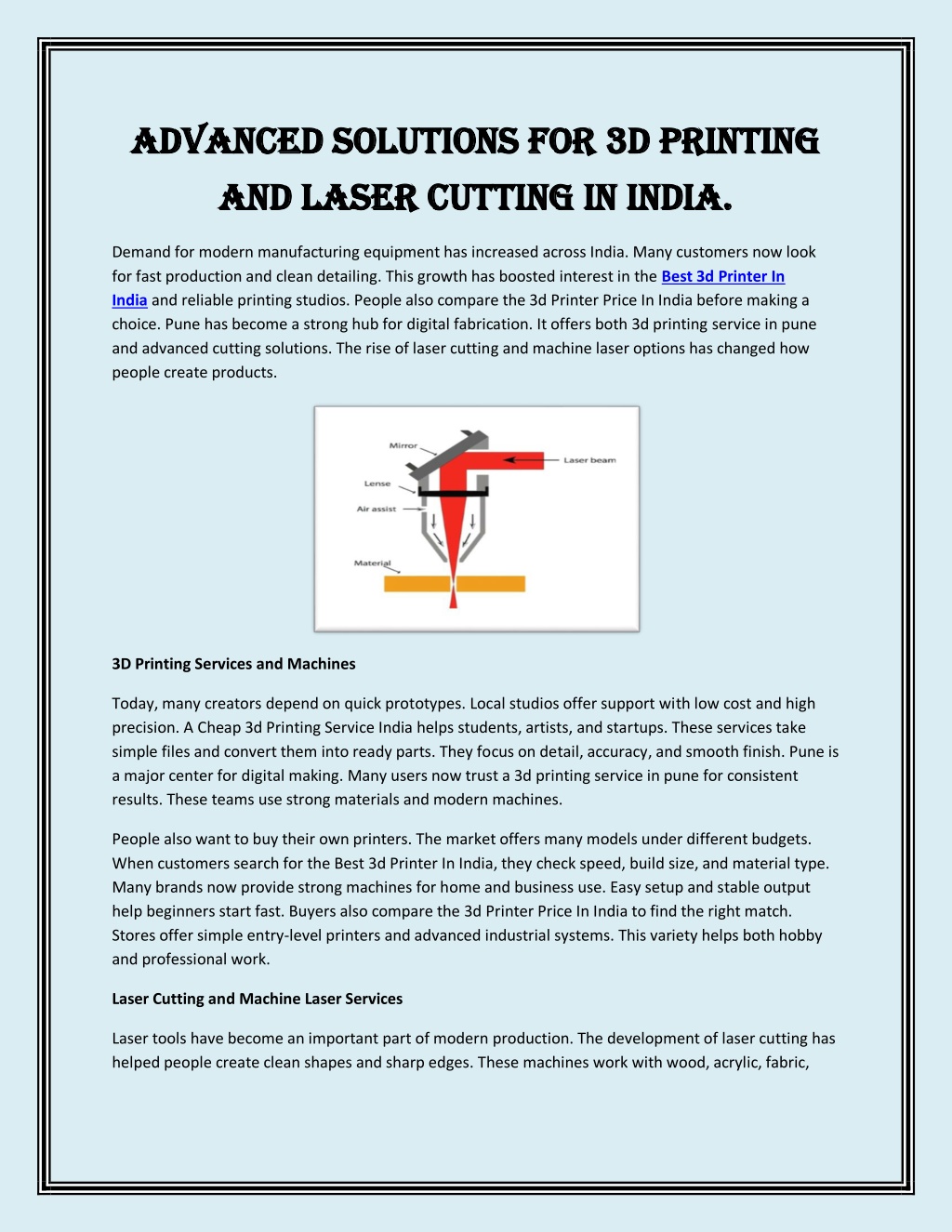 PPT - Advanced solutions for 3D printing and laser cutting in India ...