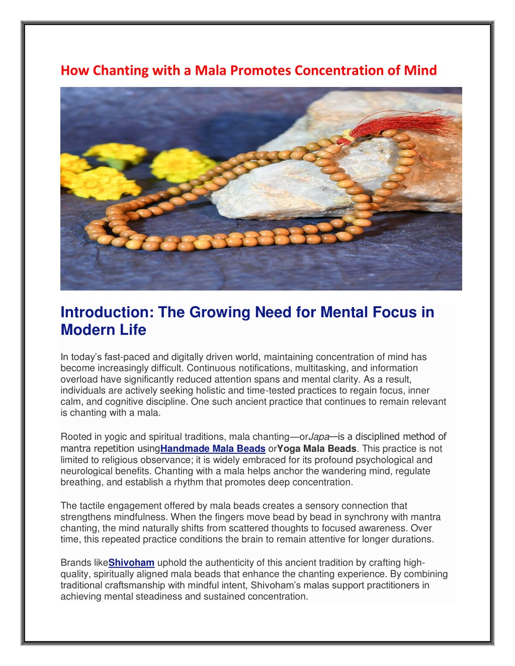 PPT - How Chanting with a Mala Promotes Concentration of Mind ...