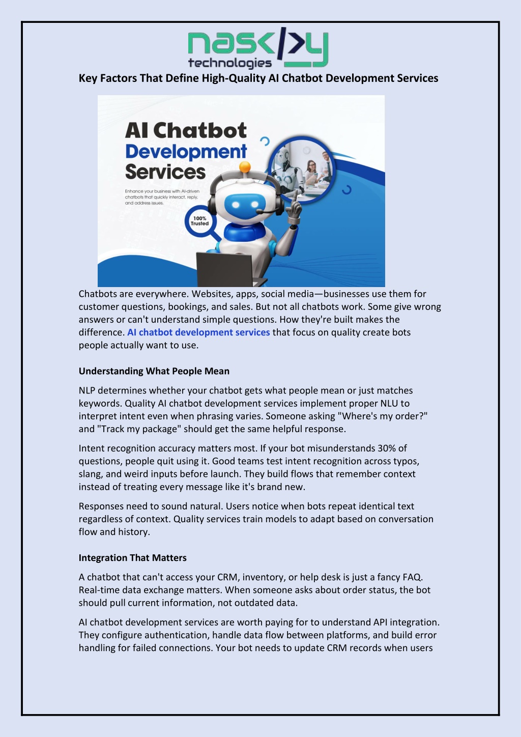 PPT - Key Factors That Define High-Quality AI Chatbot Development ...