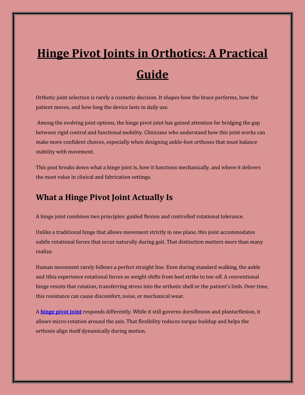 PPT - Hinge Pivot Joint: Enabling Controlled and Stable Movement ...