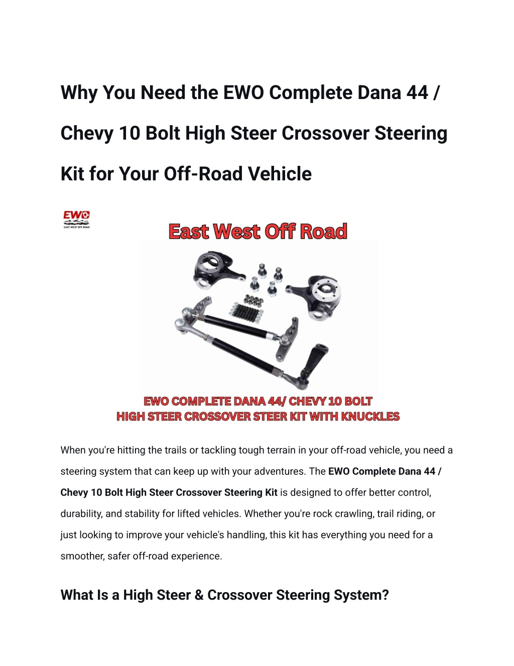 PPT - Chevy 10 Bolt Crossover Steering Kit - USA Made, Bolt-On High ...
