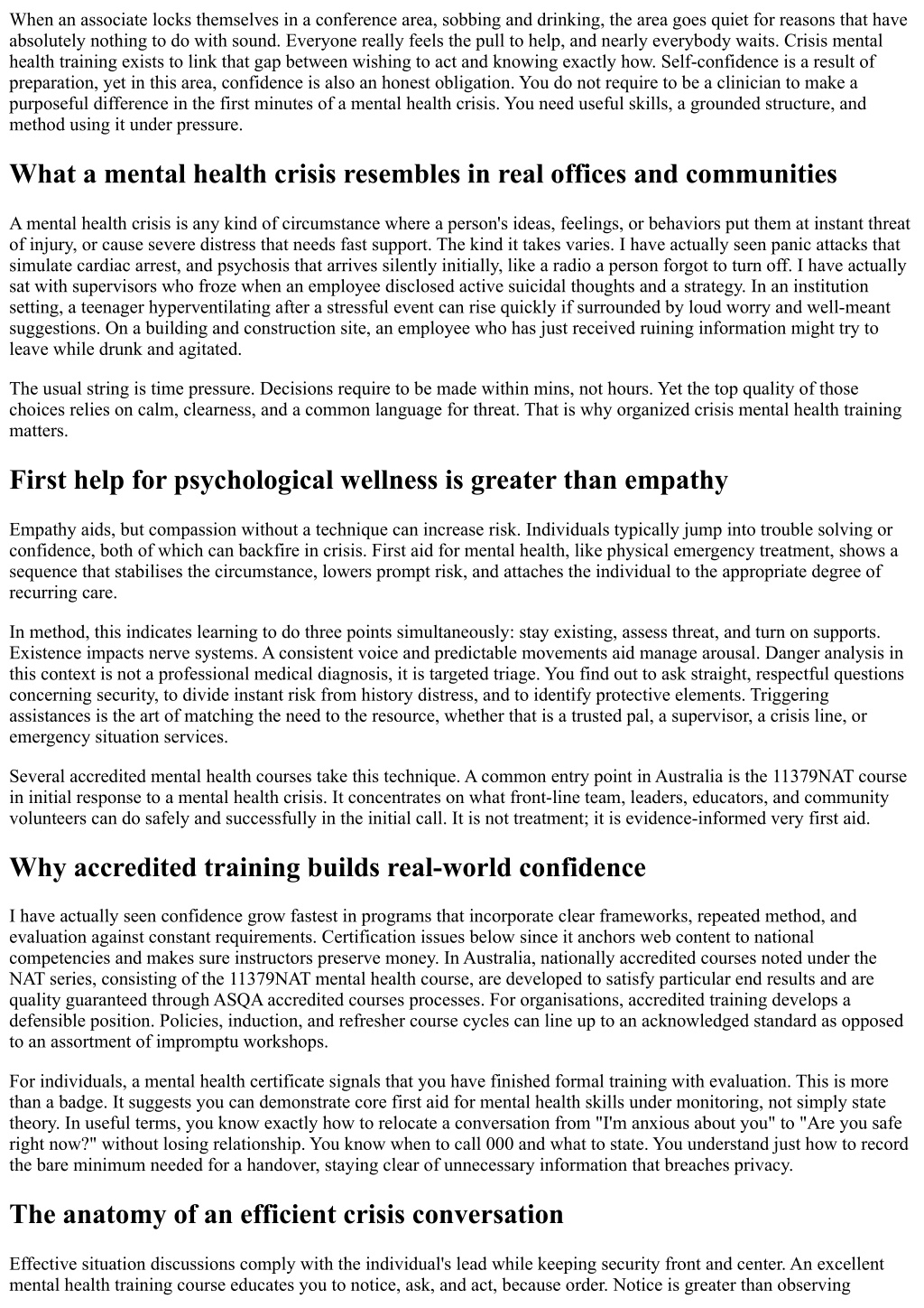 PPT - Crisis Mental Health Training: Building Self-confidence to ...