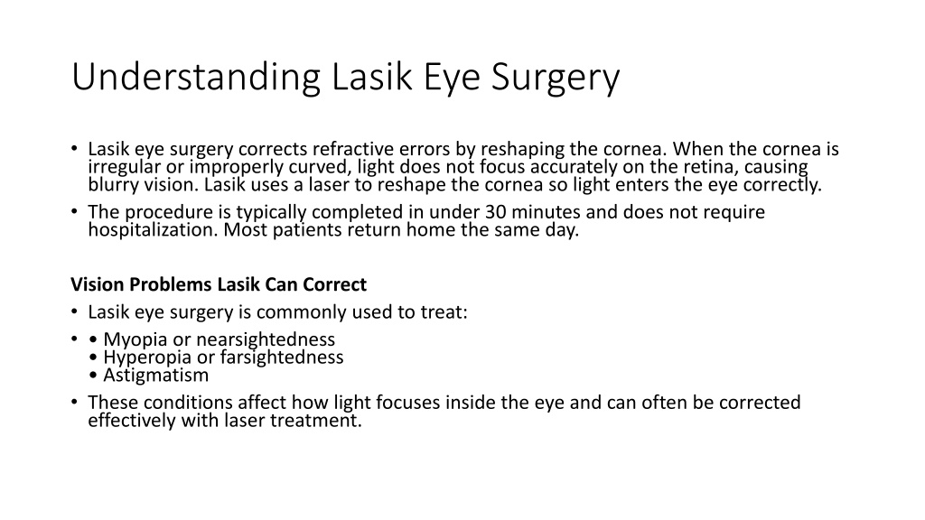 PPT - LASIK Eye Surgery Benefits Risks and Recovery PowerPoint ...