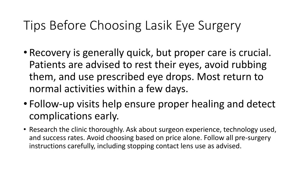 PPT - LASIK Eye Surgery Candidacy Results and Care PowerPoint ...