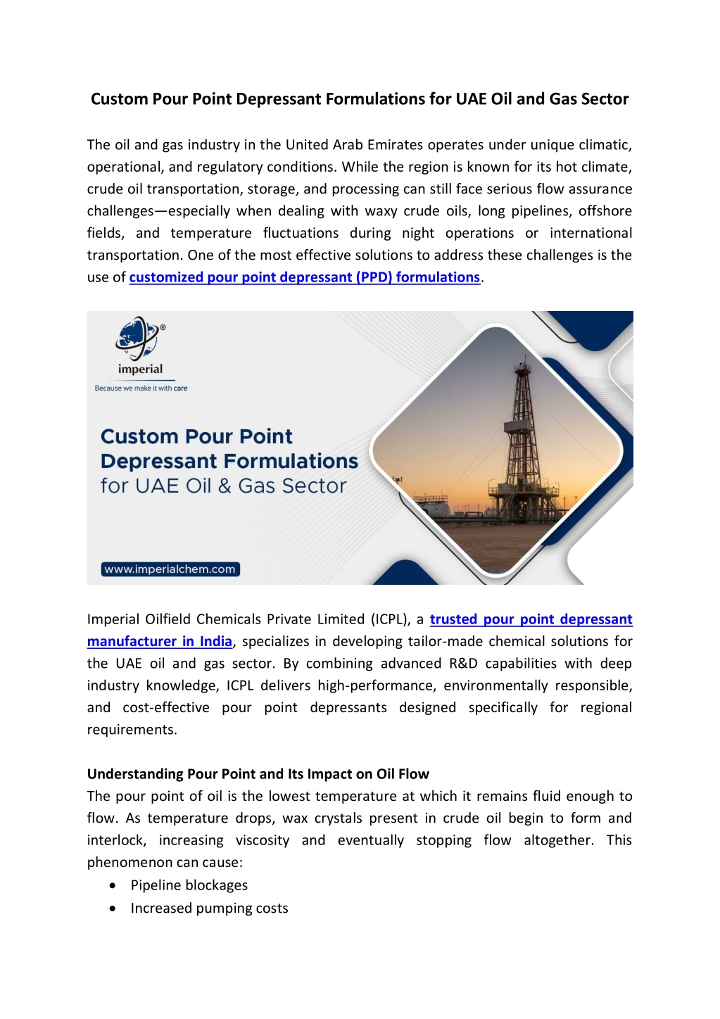 PPT - Custom Pour Point Depressant Formulations for UAE Oil and Gas ...