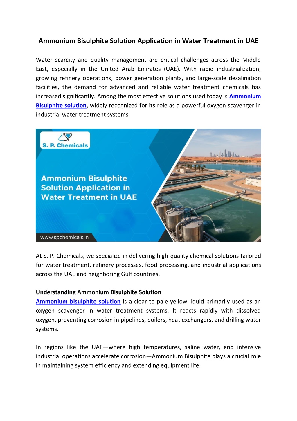 PPT - Ammonium Bisulphite Solution Application in Water Treatment in ...