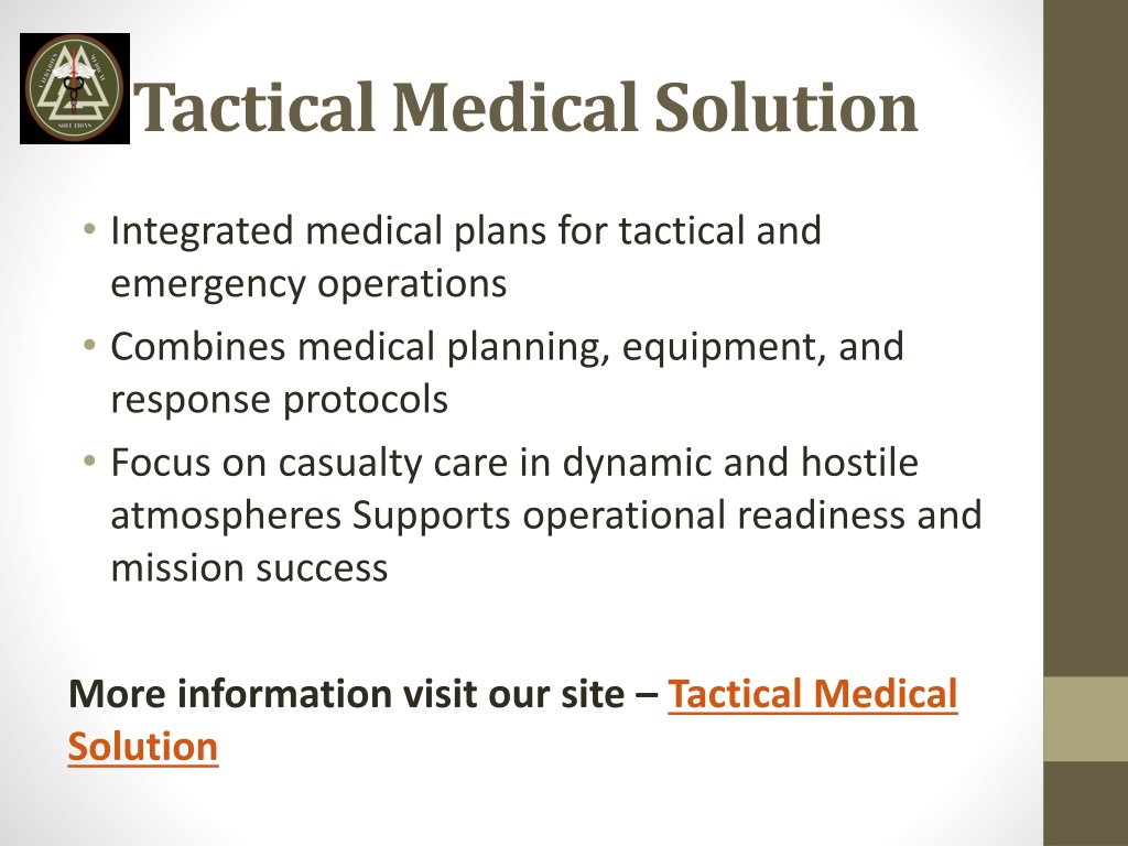 PPT - Advanced Tactical Medical Provider Course for Law Enforcement and ...