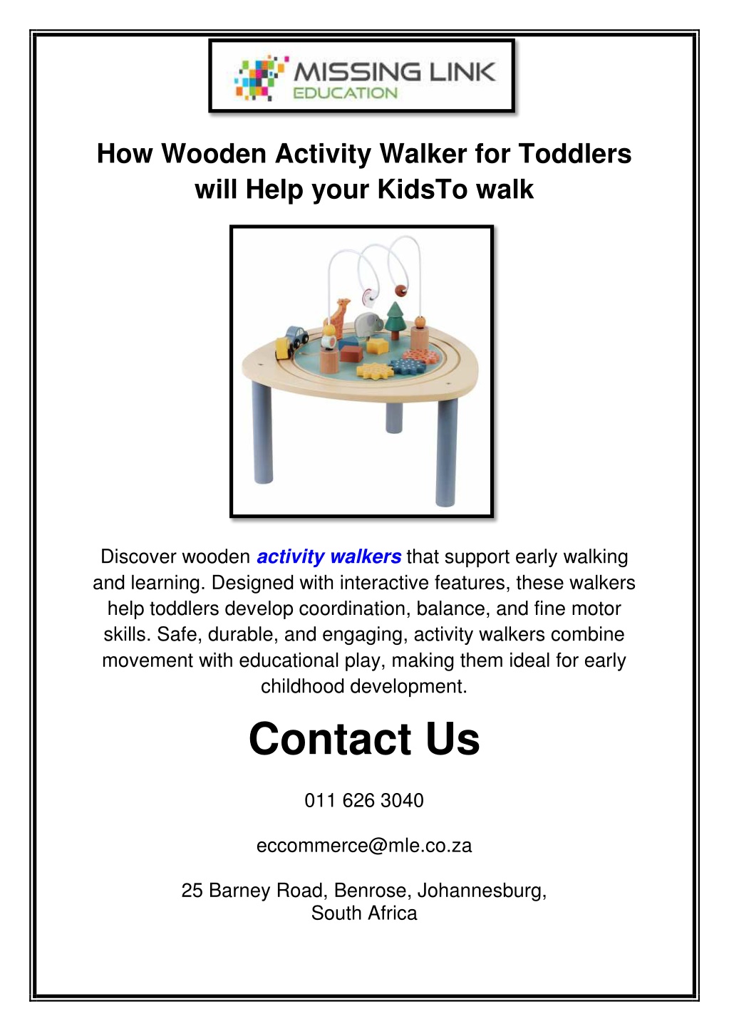 PPT - How Wooden Activity Walker for Toddlers will Help your KidsTo ...