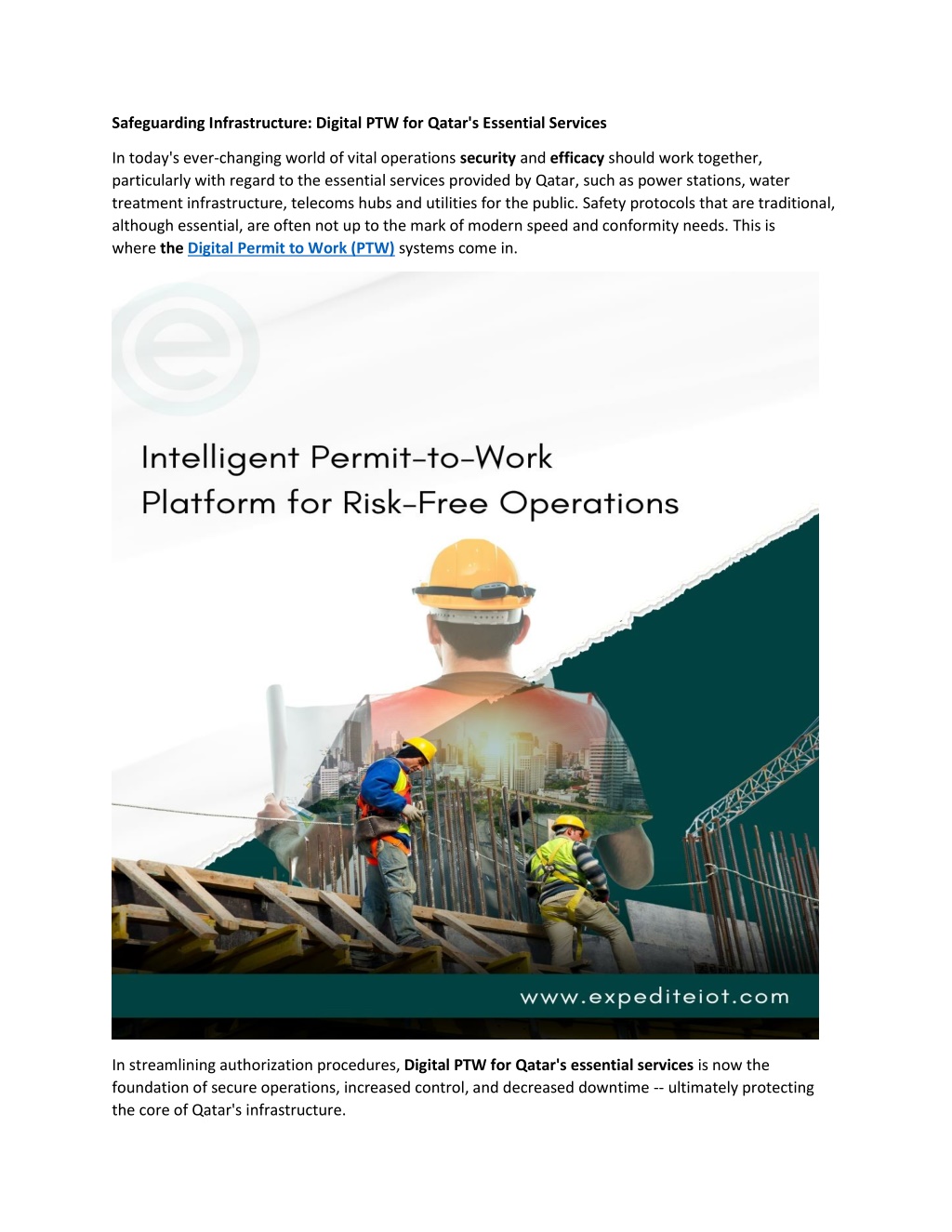 PPT - Safeguarding Infrastructure - Digital PTW for Qatar's Essential ...