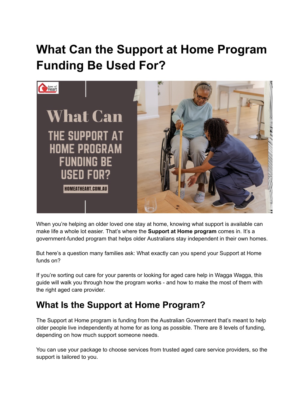 PPT - What Can the Support at Home Program Funding Be Used For ...