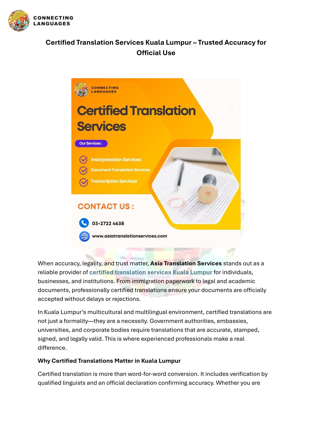 PPT - Certified Translation Services Kuala Lumpur – Trusted Accuracy ...