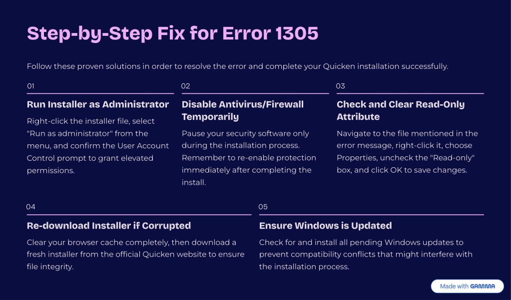 PPT - 1(855)3761-777 How to Fix Quicken Error 1305 During Installation ...