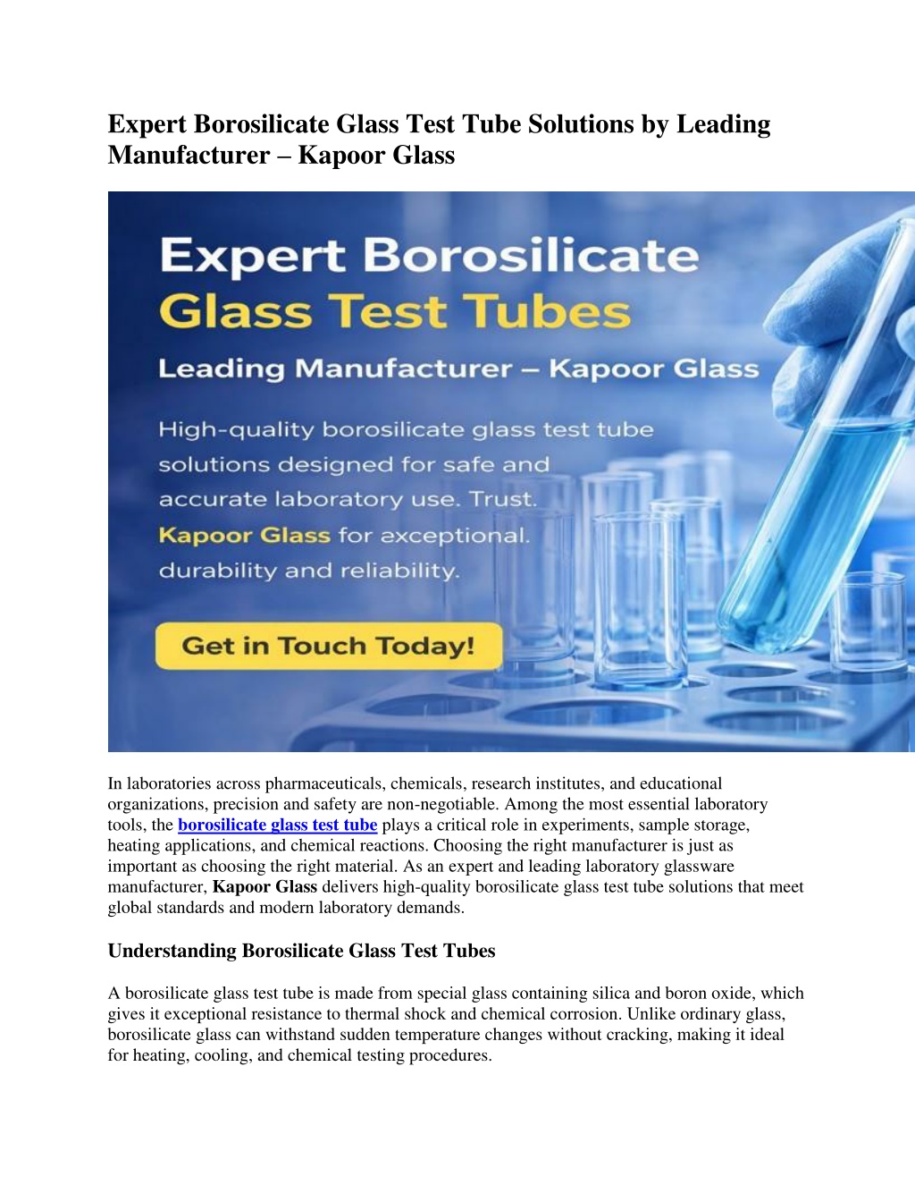 PPT - Expert Borosilicate Glass Test Tube Solutions by Leading ...