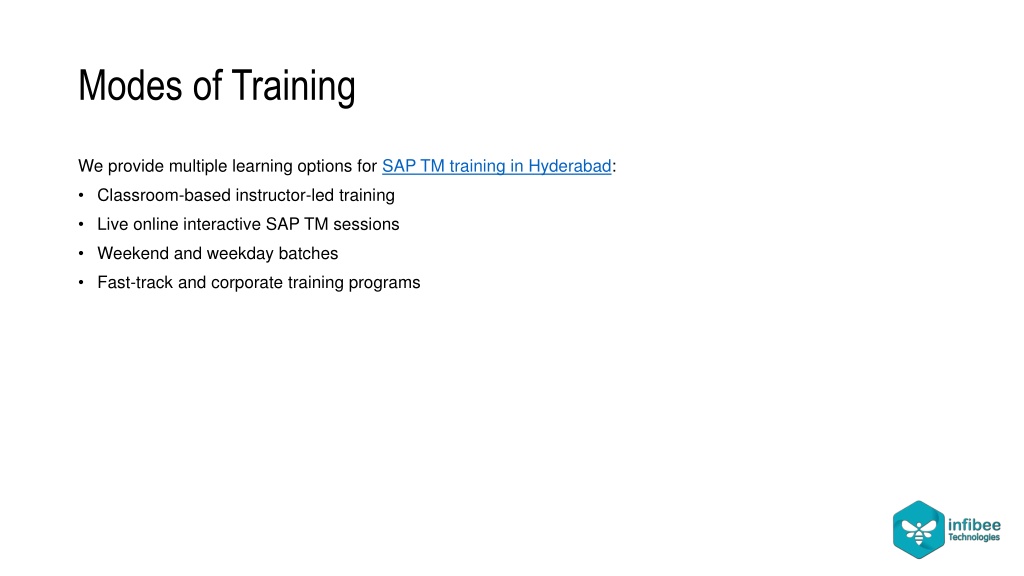 PPT - Career-Oriented SAP TM Training in Hyderabad at Infibee ...