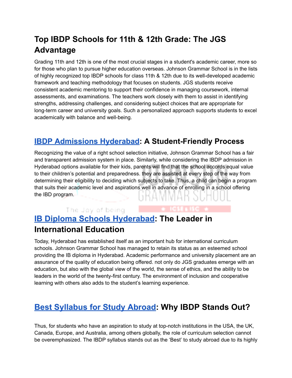 PPT - Johnson Grammar School Empowering Global Thinkers with the IBDP ...