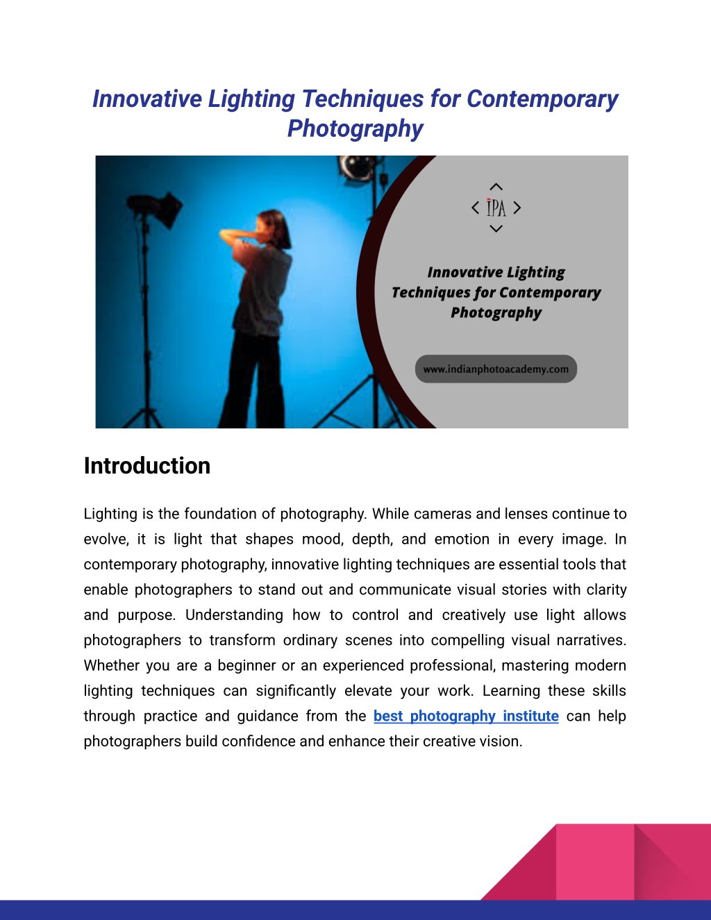 PPT - Innovative Lighting Techniques for Contemporary Photography ...