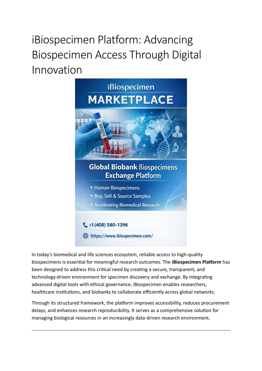 PPT - iBiospecimen Marketplace: Platform, Biobank & Specimen Exchange ...