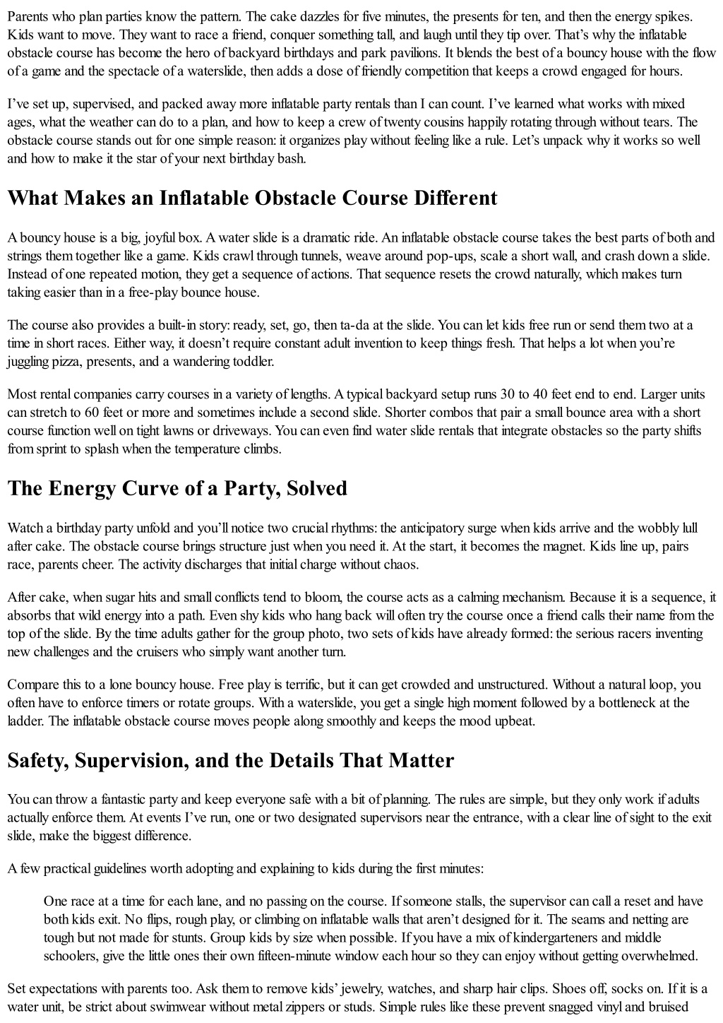 PPT - Why an Inflatable Obstacle Course Is the Star of Any Kids ...
